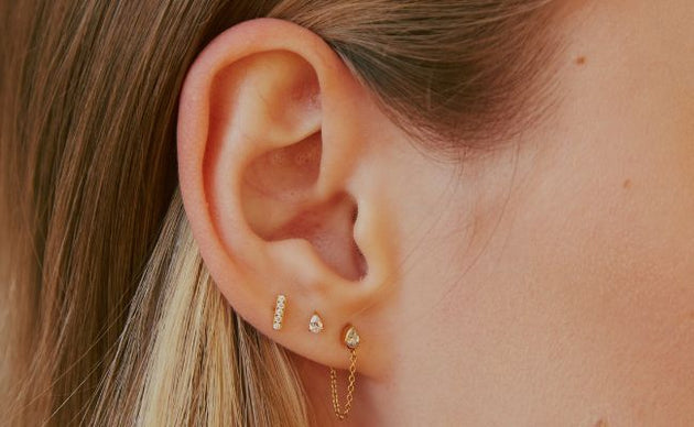 Mini Crystal Trinity Push Pin Flat Back Earring