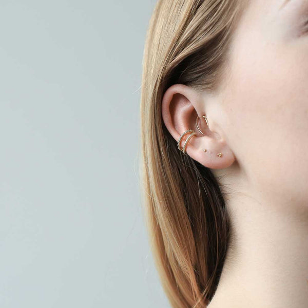 Tiny Trinity Studs in 14k Gold | Maison Miru